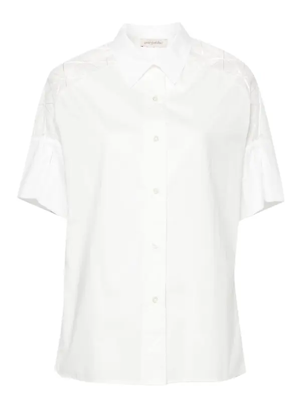 GENTRYPORTOFINO Sheer-panel Cotton Shirt - White