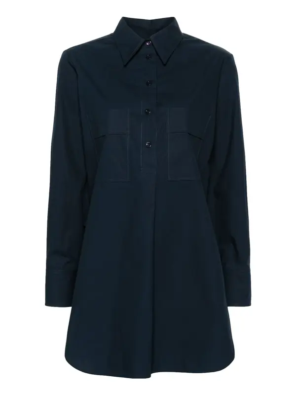 MODES Side-slit Poplin Shirt - Blue