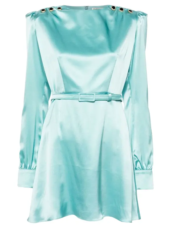 Alessandra Rich Belted Silk Mini Dress - Blue