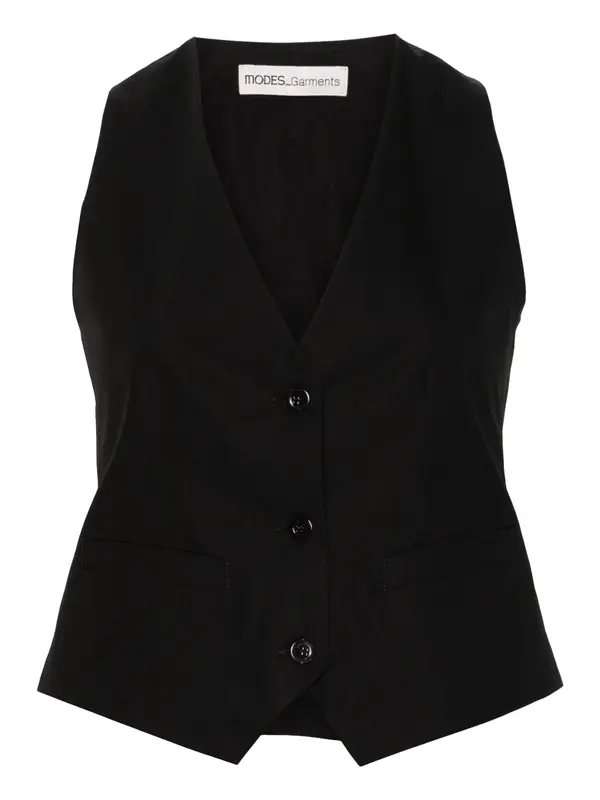 MODES V-neck Poplin Gilet - Black