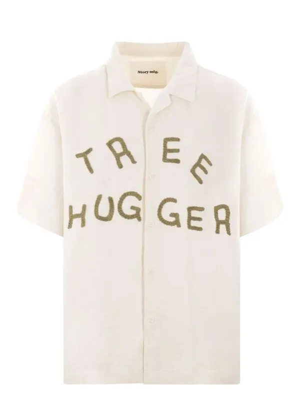 STORY MFG. Greetings Appliqué-lettering Shirt - Neutrals