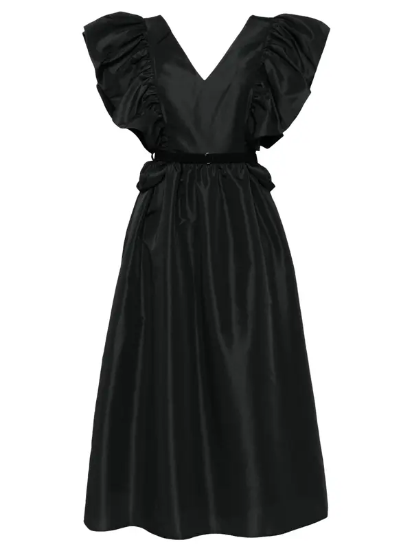SAIID KOBEISY Ruffled Taffeta Midi Dress - Black