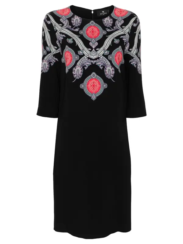 Etro Paisley-print Cady Midi Dress - Black