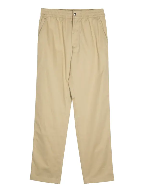 Maison Kitsuné Logo-embroidered Tapered Trousers - Neutrals
