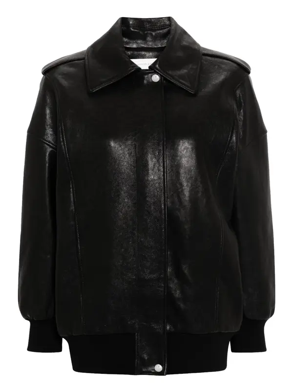 Alexander McQueen Leather Bomber Jacket - Black