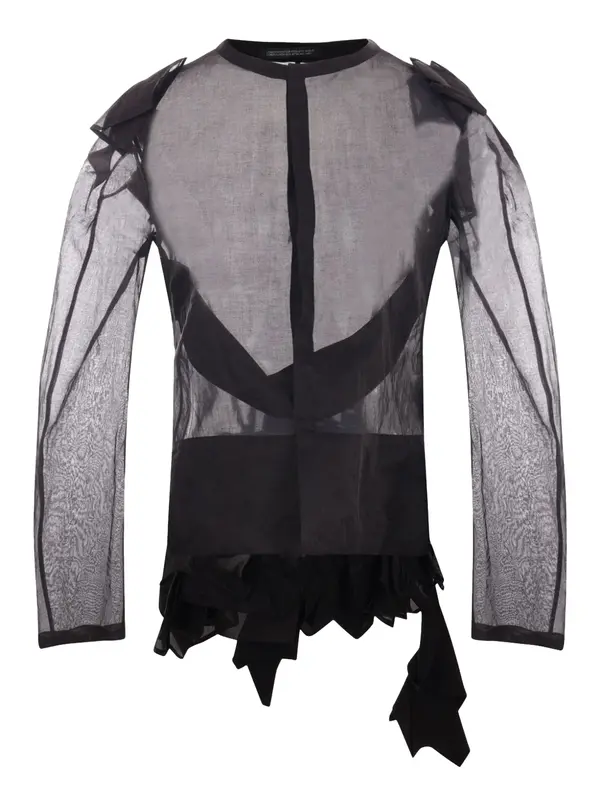 Yohji Yamamoto Asymmetric-hem Organza Top - Black