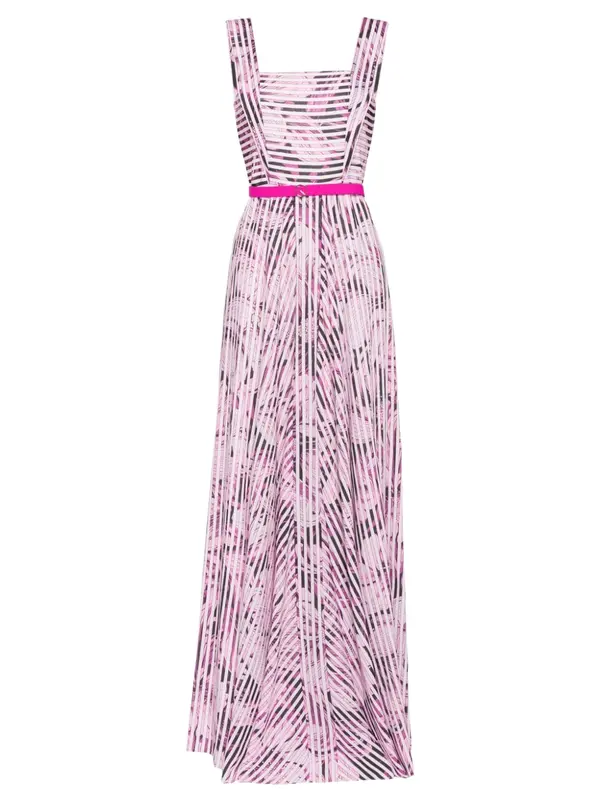 SAIID KOBEISY Striped Maxi Dress With Belt - Purple