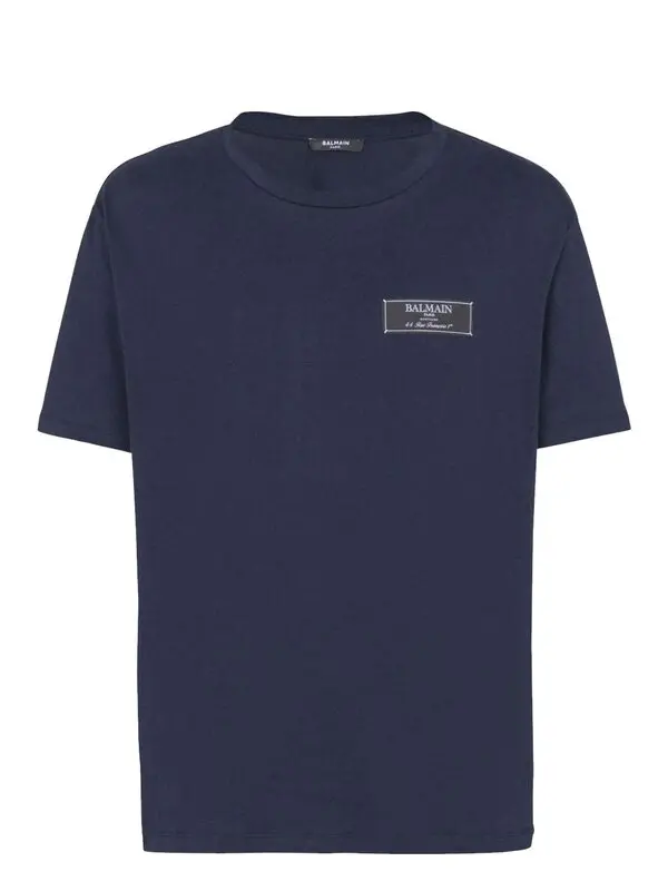 Balmain Logo-tag Cotton T-shirt - Blue