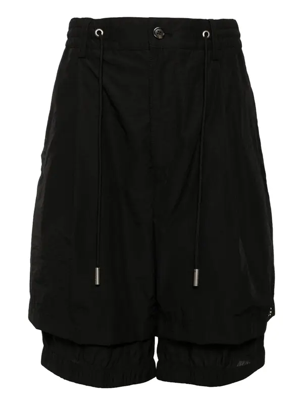 SONGZIO Layered Cotton Shorts - Black