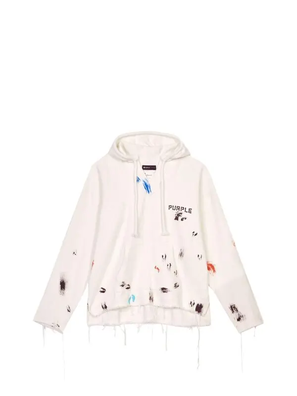 PURPLE BRAND Cotton Hoodie With Paint Splatter Detail - Neutrals