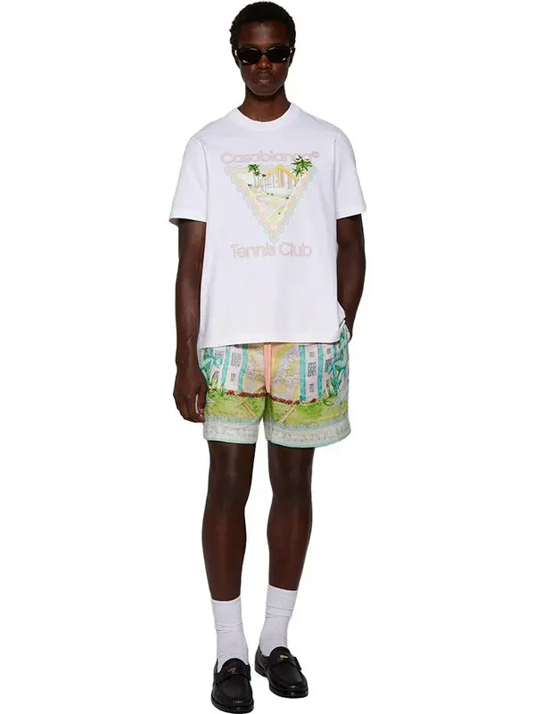 Casablanca Printed Drawstring Shorts - Green