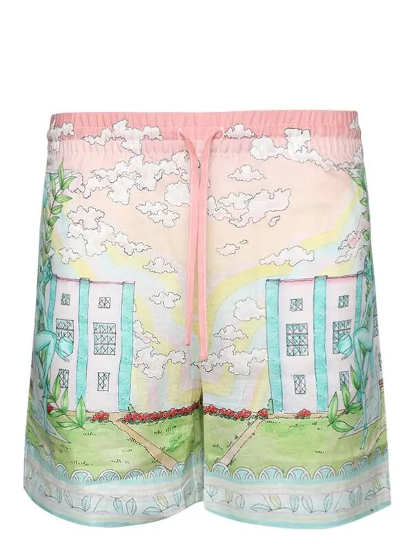 Casablanca Printed Drawstring Shorts - Green