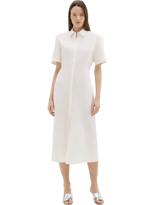 Theory Short-sleeve Linen Shirt Dress - White
