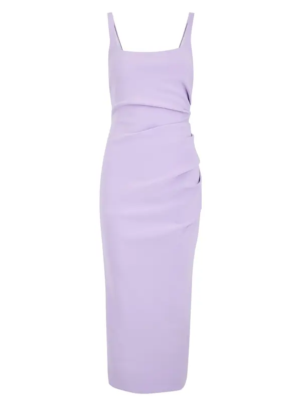 Bec & Bridge Karina Tuck Ruched Midi Dress - Lilac