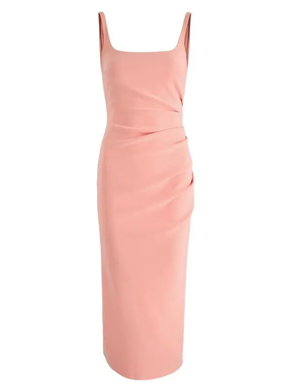 Bec & Bridge Karina Tuck Ruched Midi Dress - Peach