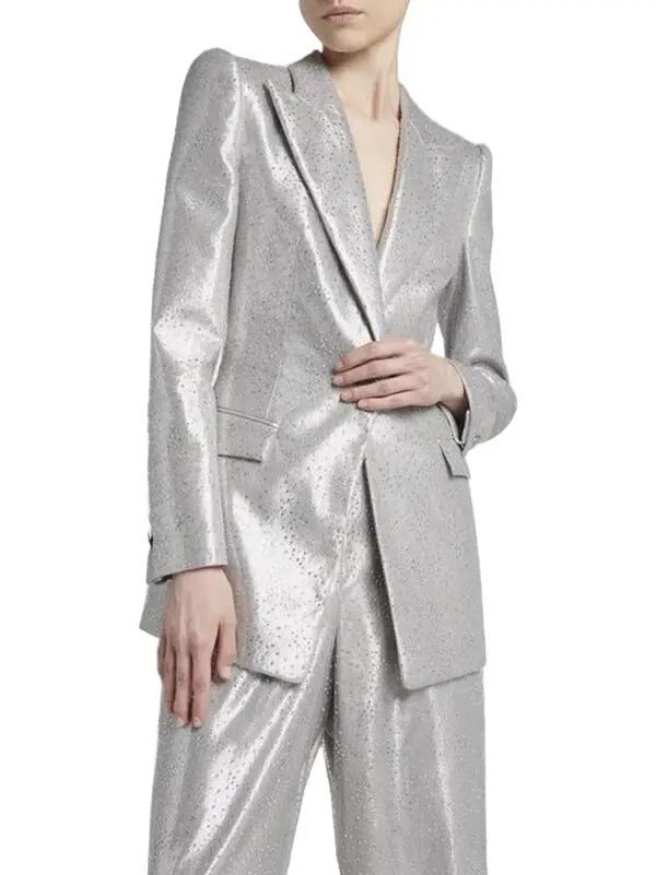 Giorgio Armani Crystal Embellished Blazer - Silver