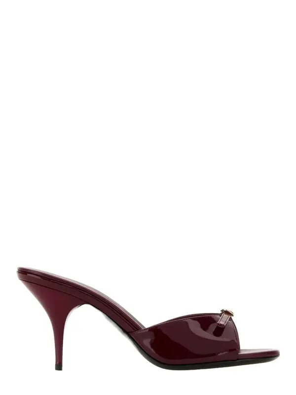 Miu Miu Burgundy Leather Mules - Red