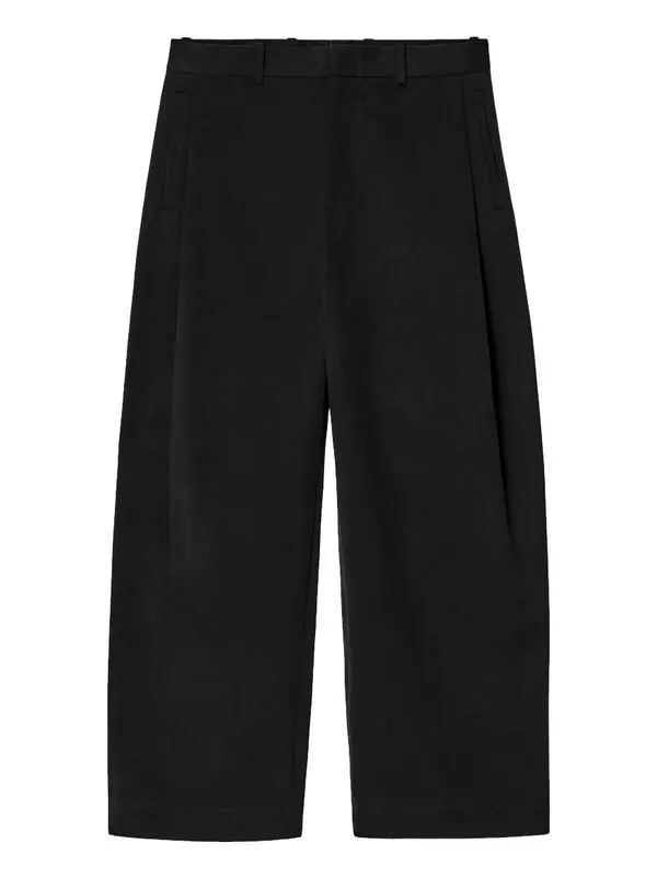 Cos Pleated Cotton Wide-leg Pants - Black
