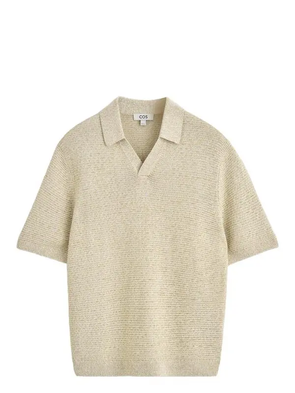 Cos Open-knit Polo Shirt - Light Beige
