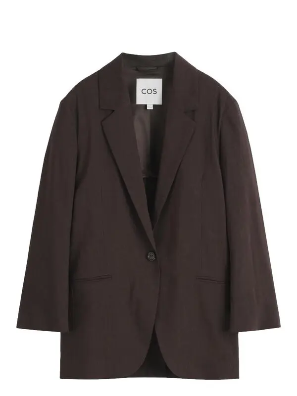 Cos Single-breasted Linen Blazer - Brown