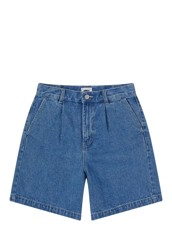 Obey Eli Pleated Short - Light Indigo