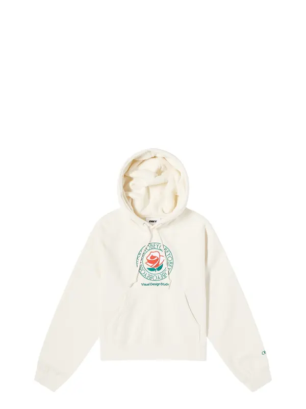 Obey Rose Embroidered Hoodie - Unbleached