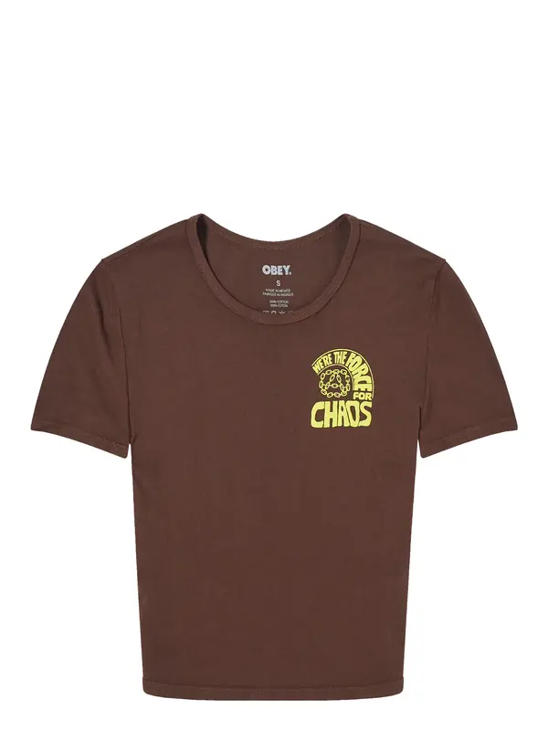 Obey Force For Chaos Crop T-shirt - Dark Brown