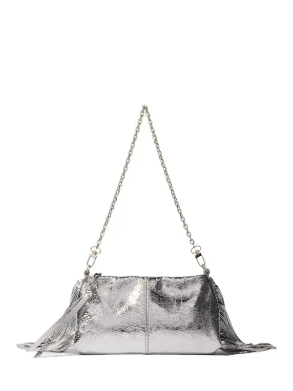 Maje Leather Miss M Clutch Bag - Silver