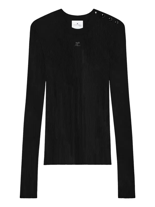 COURREGES Logo-embroidered Ribbed Jumper - Black