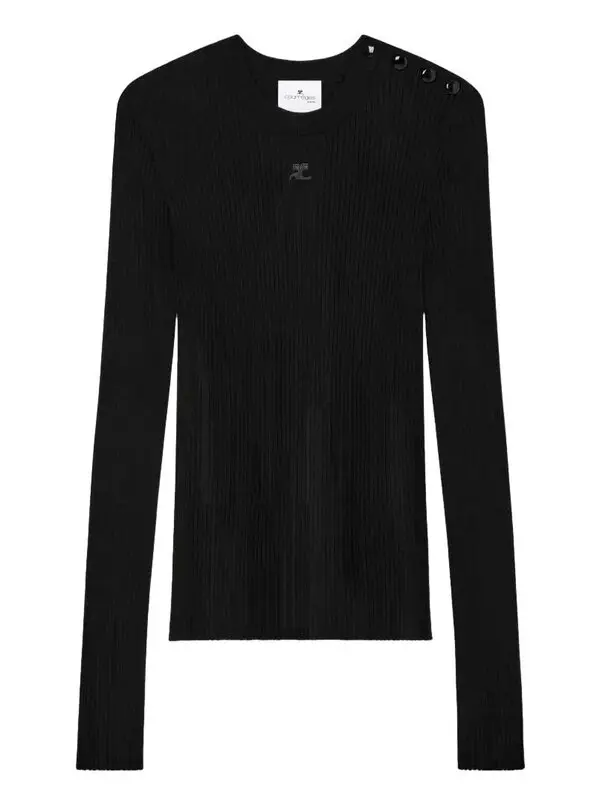 COURREGES Logo-embroidered Ribbed Jumper - Black