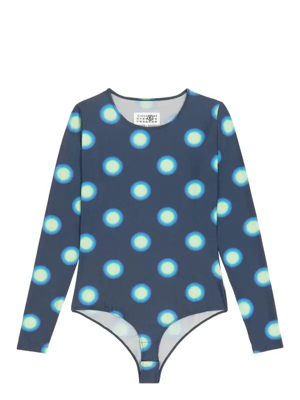 MAISON MARGIELA Polka Dot-print Long-sleeve Body - Blue