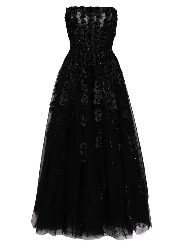 SAIID KOBEISY Beaded Tulle Gown - Black