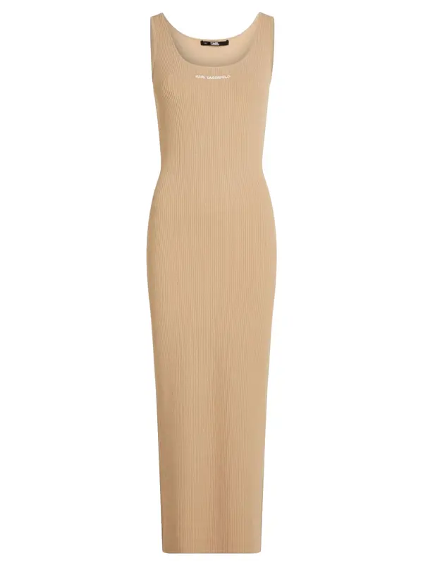 Karl Lagerfeld Ribbed-knit Midi Dress - Neutrals