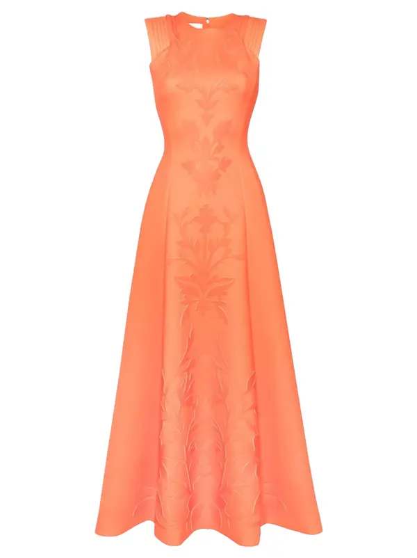 SAIID KOBEISY Floral-detail Neoprene Gown - Orange