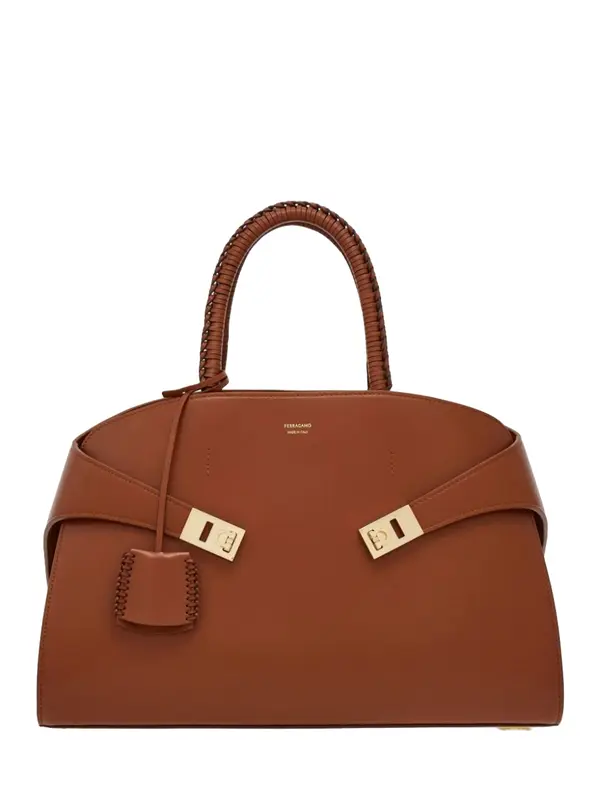 FERRAGAMO The Hug Medium Leather Tote Bag - Brown