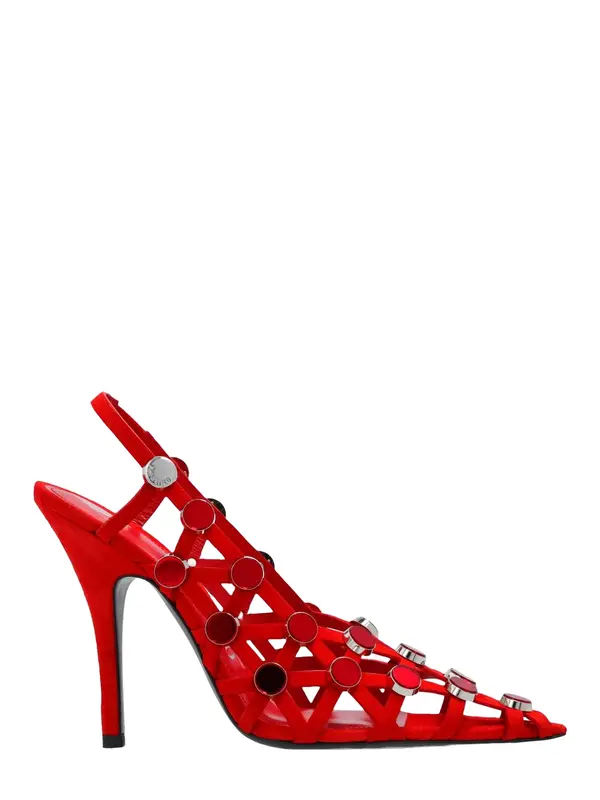 Attico Grid 105mm Leather Pumps - Red