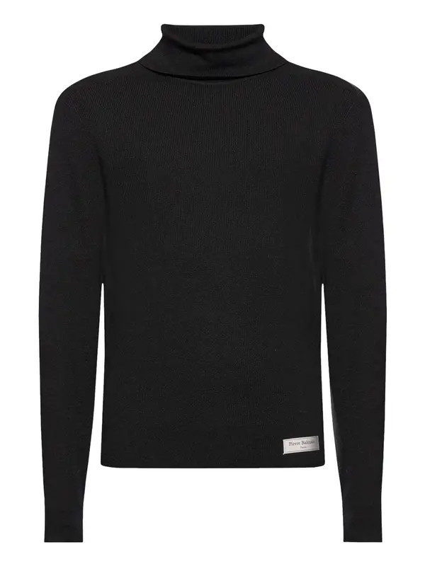 Balmain Logo-appliqué Merino Roll-neck Jumper - Black
