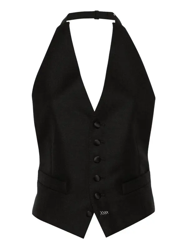 MAISON MARGIELA Open-back Piqué Waistcoat - Black
