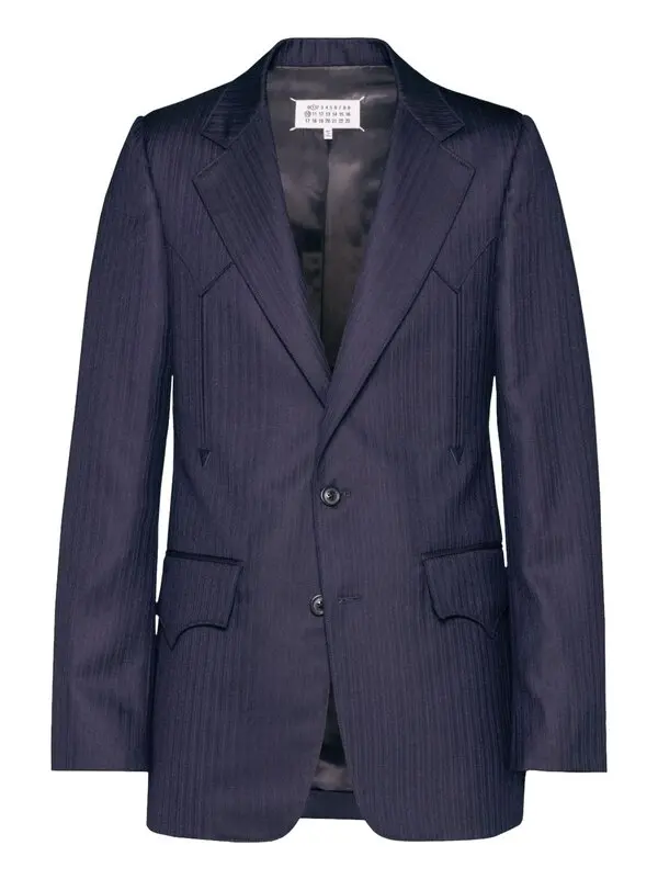 MAISON MARGIELA Tailored Single-breasted Wool Blazer - Blue