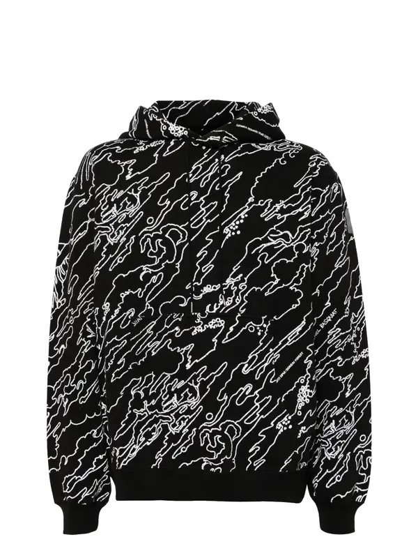 MAHARISHI Graphic-print Cotton Hoodie - Black