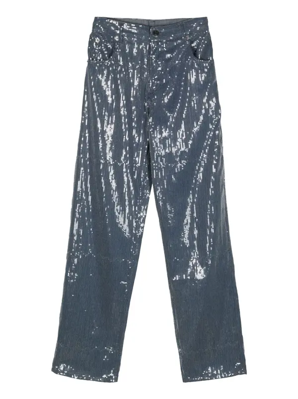CHARLES JEFFREY Sequin-embellished Straight-leg Jeans - Blue