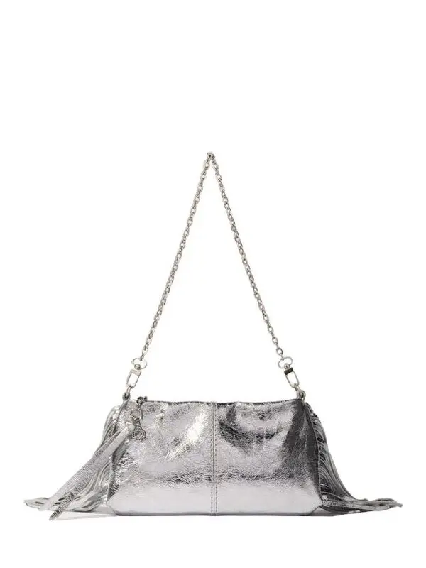 Maje Miss M Leather Clutch Bag - Silver