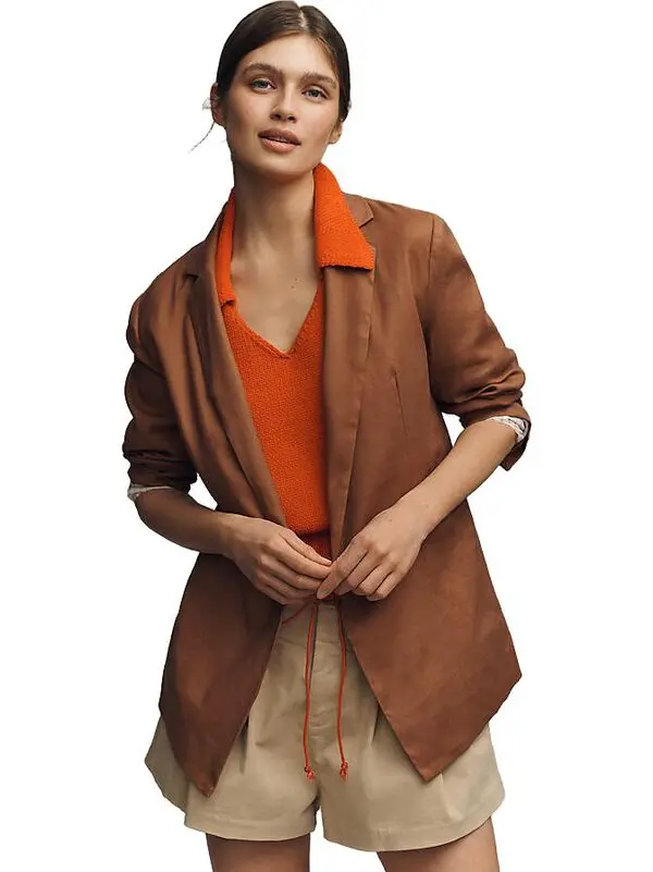 Maeve Tessie Linen Blazer - Cocoa Dust