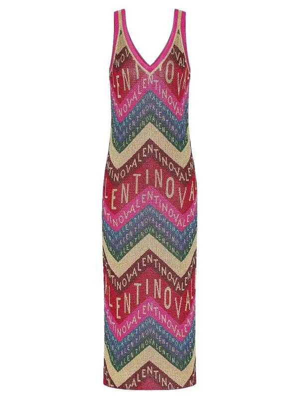 Valentino Garavani Chevron Lurex Dress - Multicolor