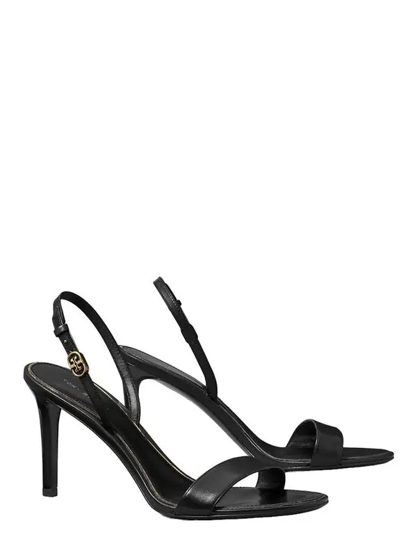 Tory Burch Double T Buckle Heeled Sandal - Perfect Black
