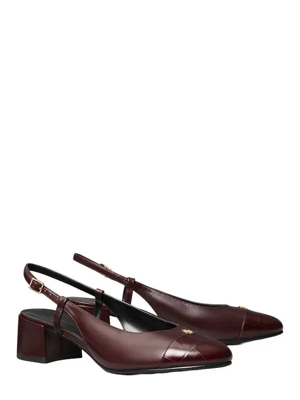 Tory Burch Cap-toe Slingback Pumps - Deep Burgundy