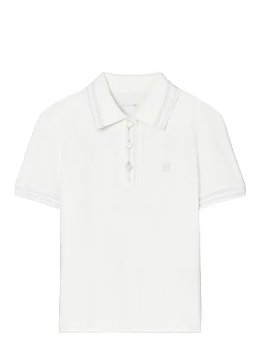 Tory Burch Performance Piqué Polo - Snow White/light Blue