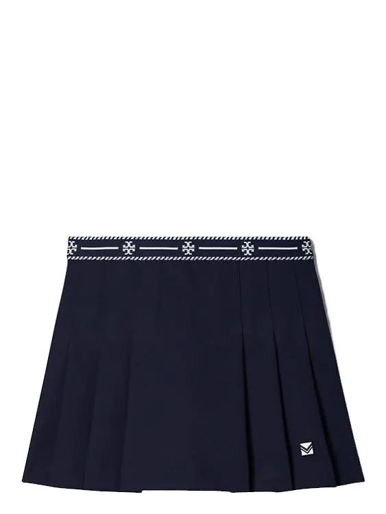 Tory Burch Tech Twill Logo Tape Tennis Skirt - Deep Navy