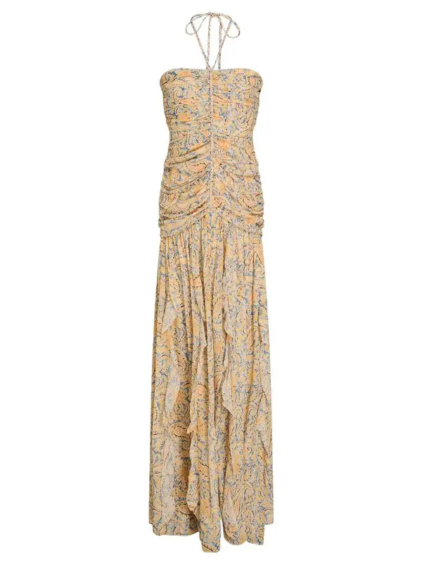 Veronica Beard Lucine Paisley-print Maxi Dress - Mustard