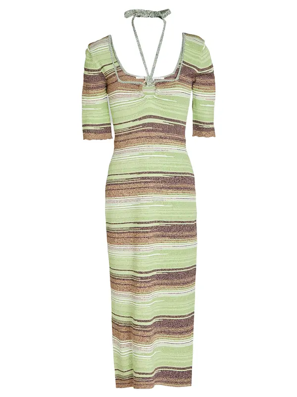 Veronica Beard Kante Spacedyed Knitted Midi Dress - Light Green